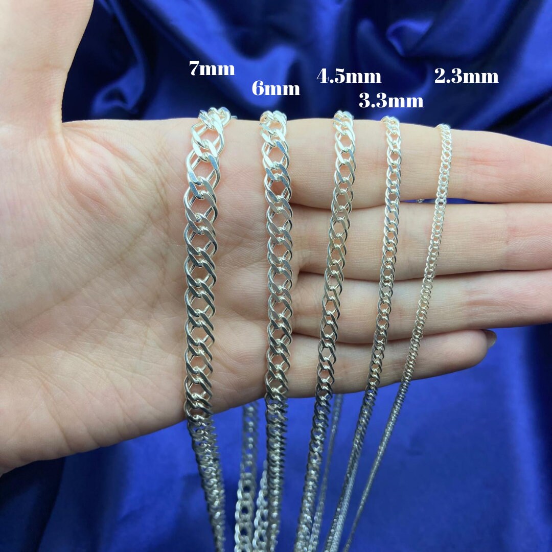 925 Sterling Silver Rambo Chain Men, Italian Double Curb Link Chain ...