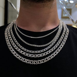 925 Sterling Silver Rambo Chain Men, Italian Double Curb Link Chain ...