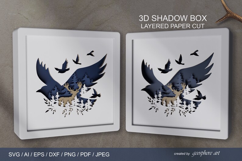 3D Bird Shadow Box. Layered Papercut SVG / DXF - Etsy