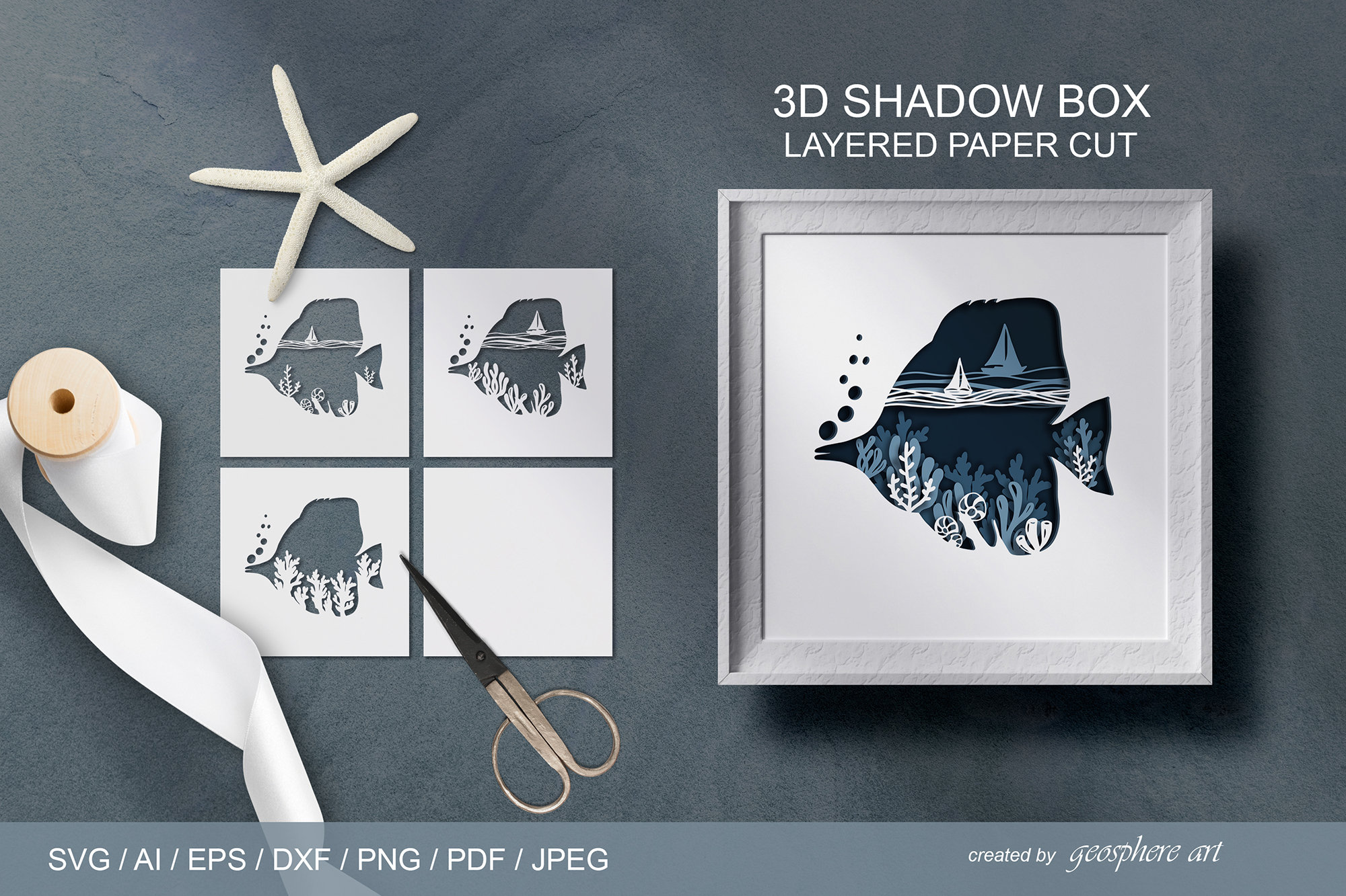 3D Fish Shadow Box. Layered Papercut Svg / DXF / EPS / AI - Etsy Canada