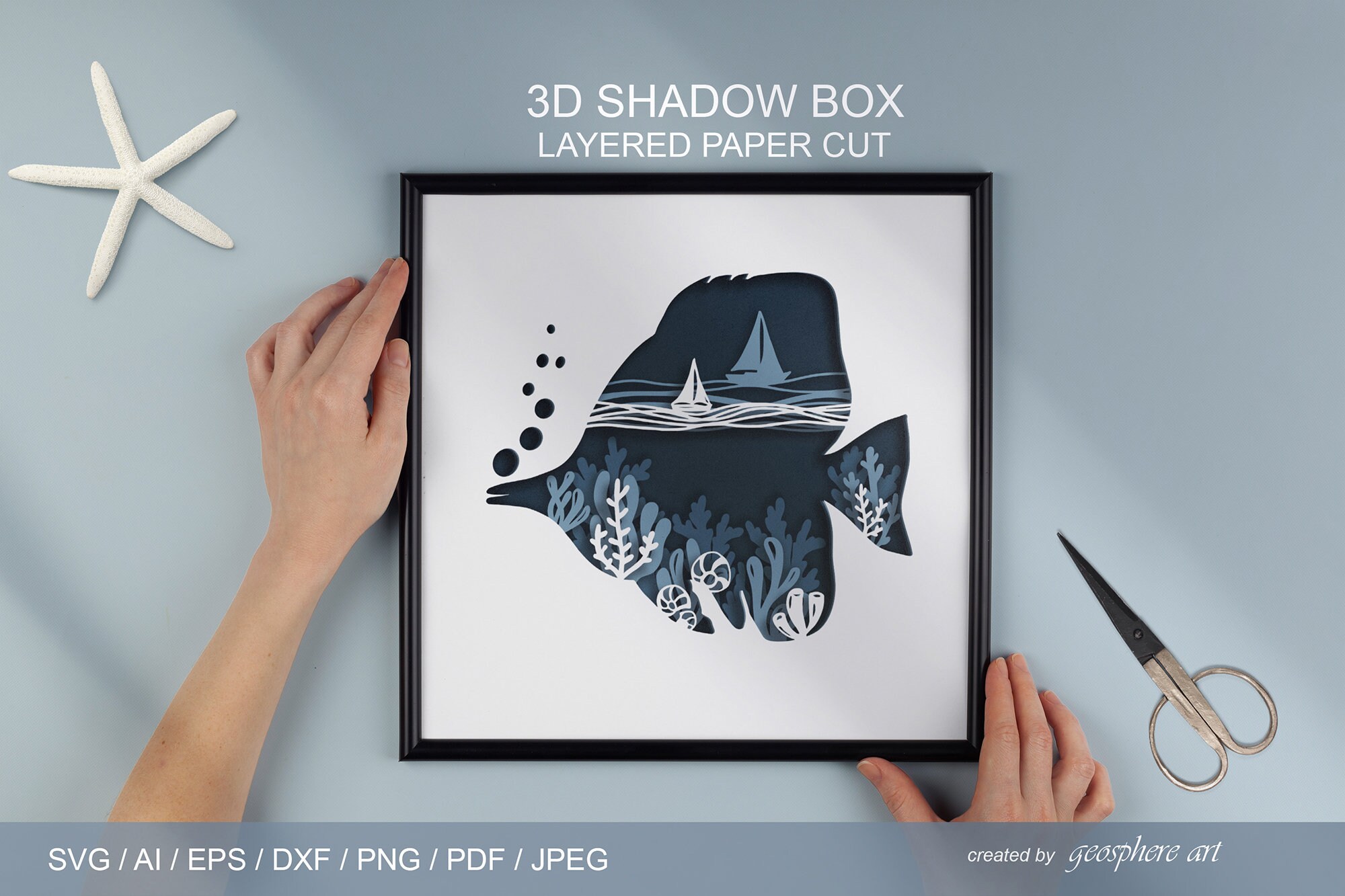 3D Fish Shadow Box. Layered Papercut Svg / DXF / EPS / AI - Etsy Canada