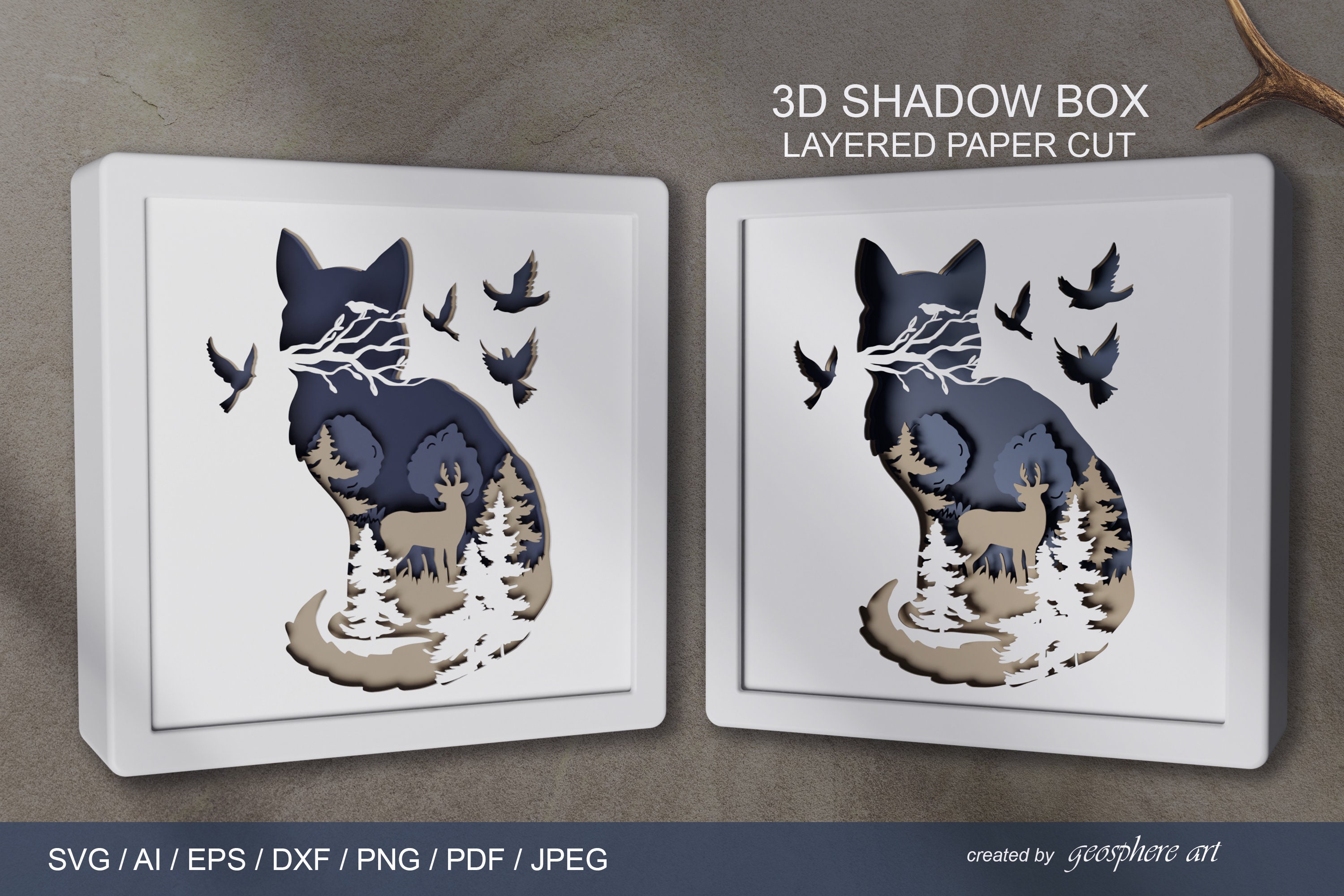 3D Cat Shadow Box. Layered Papercut Svg / DXF / EPS / AI - Etsy UK