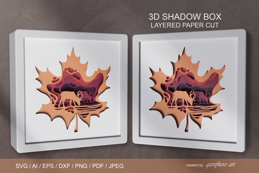 Fall Maple Leaf Shadow Box. Layered Papercut SVG Laser Cut - Etsy