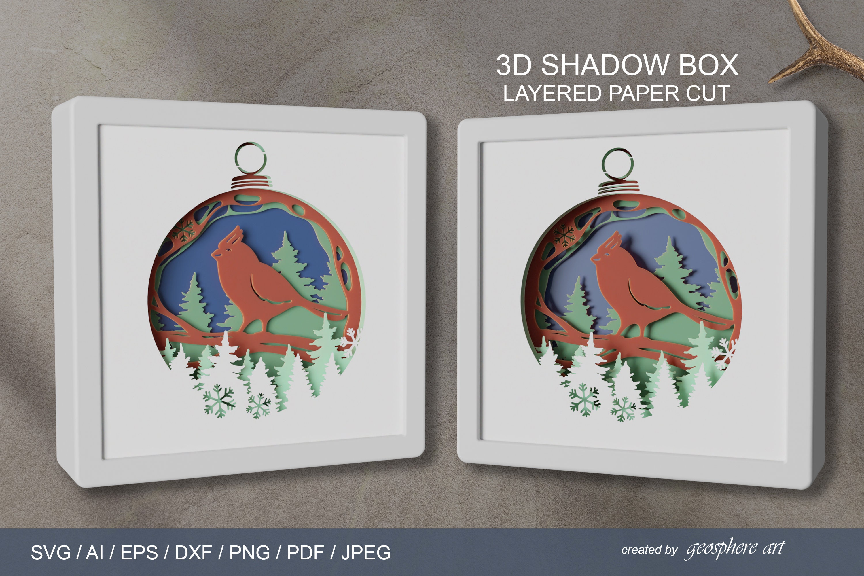 Red Cardinal 3D Layered Papercut SVG / Christmas Shadow Box - Etsy
