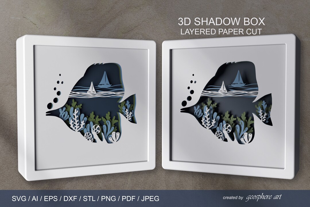 3D Fish Shadow Box. Layered Papercut Svg / DXF / EPS / AI - Etsy