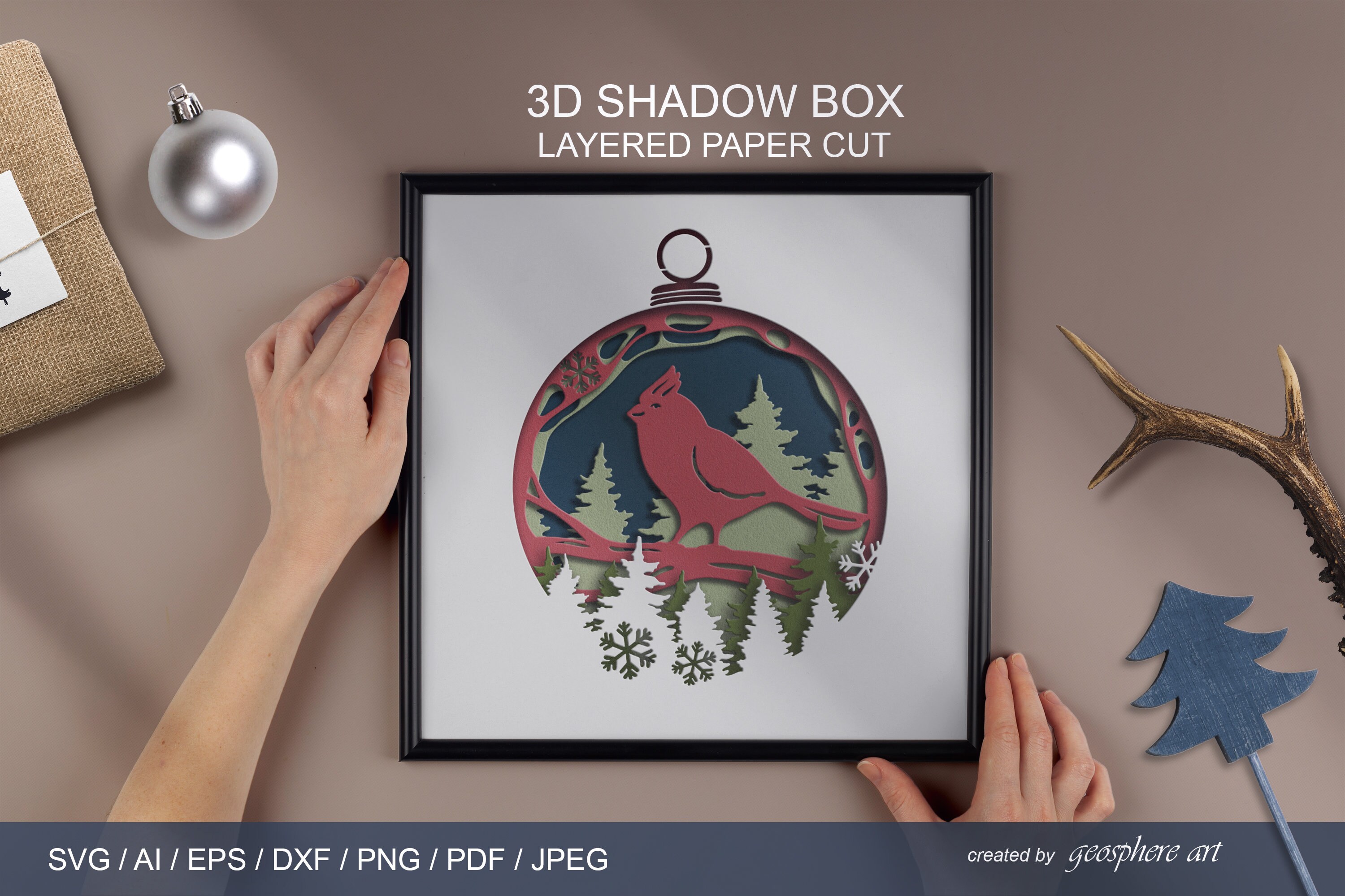 Red Cardinal 3D Layered Papercut SVG / Christmas Shadow Box - Etsy