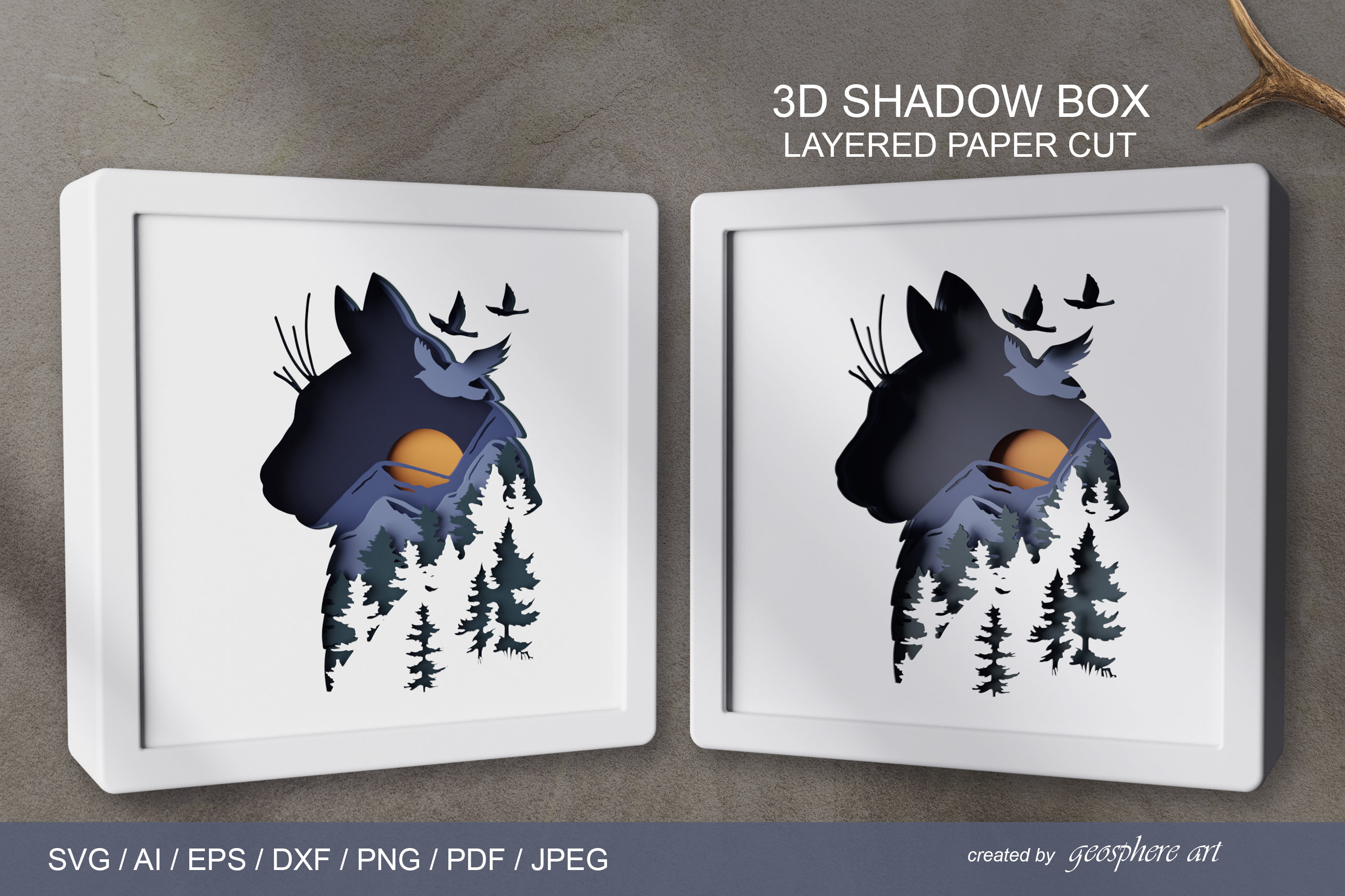3D Cat Silhouette Shadow Box. Layered Papercut Svg / DXF / EPS - Etsy