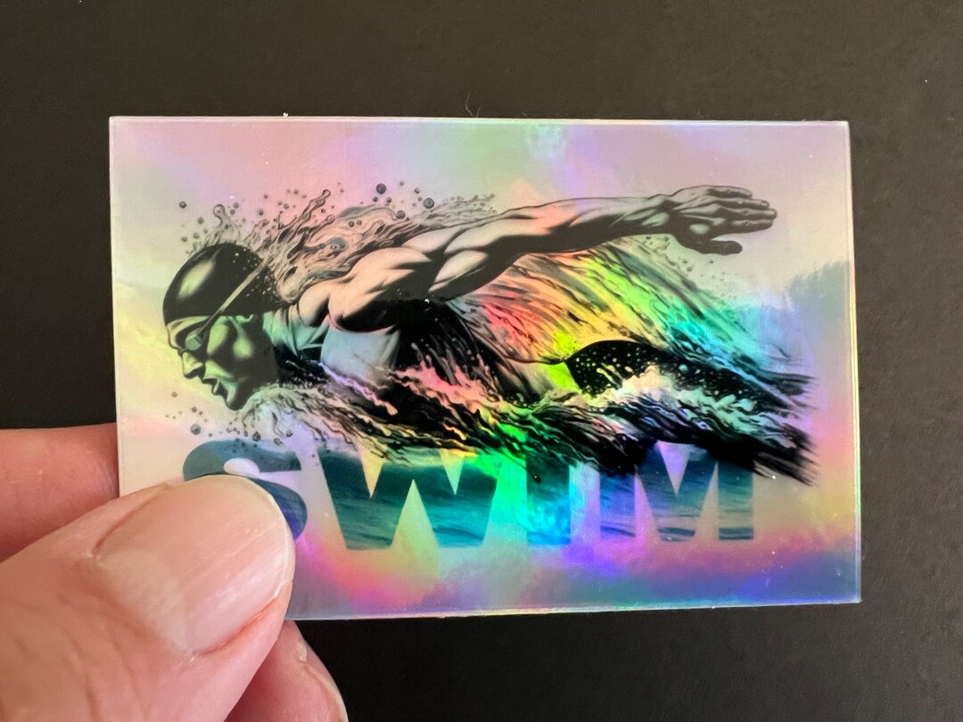 Holographic Swim Sticker: 3x2 Inches - Etsy