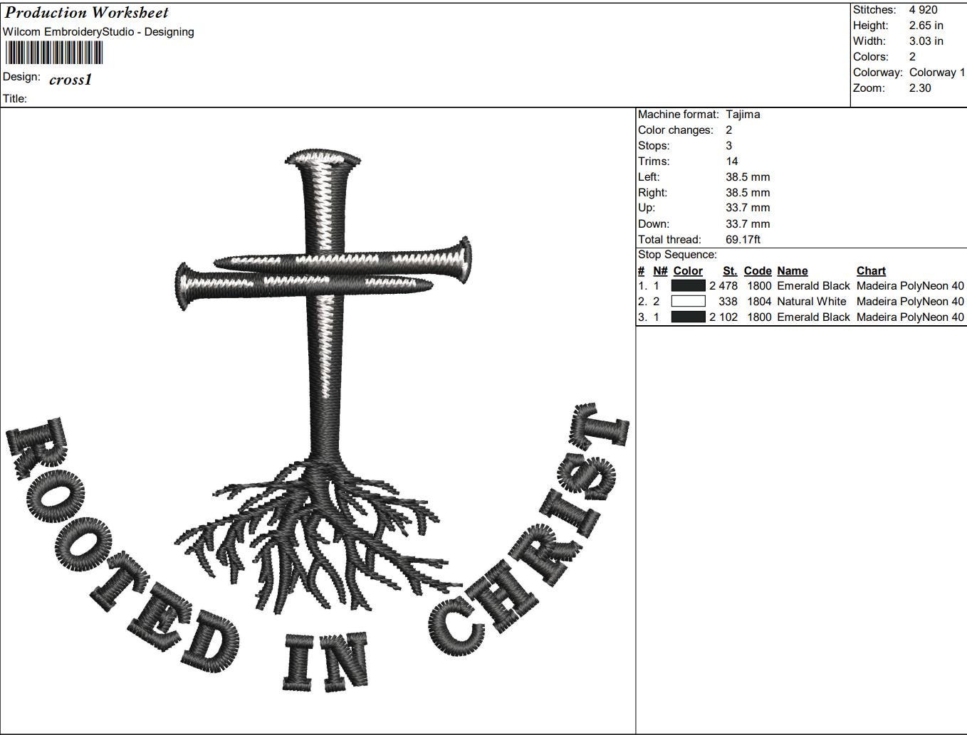 Rooted in Christ Embroidery Design: Christian Cross (digital Download ...