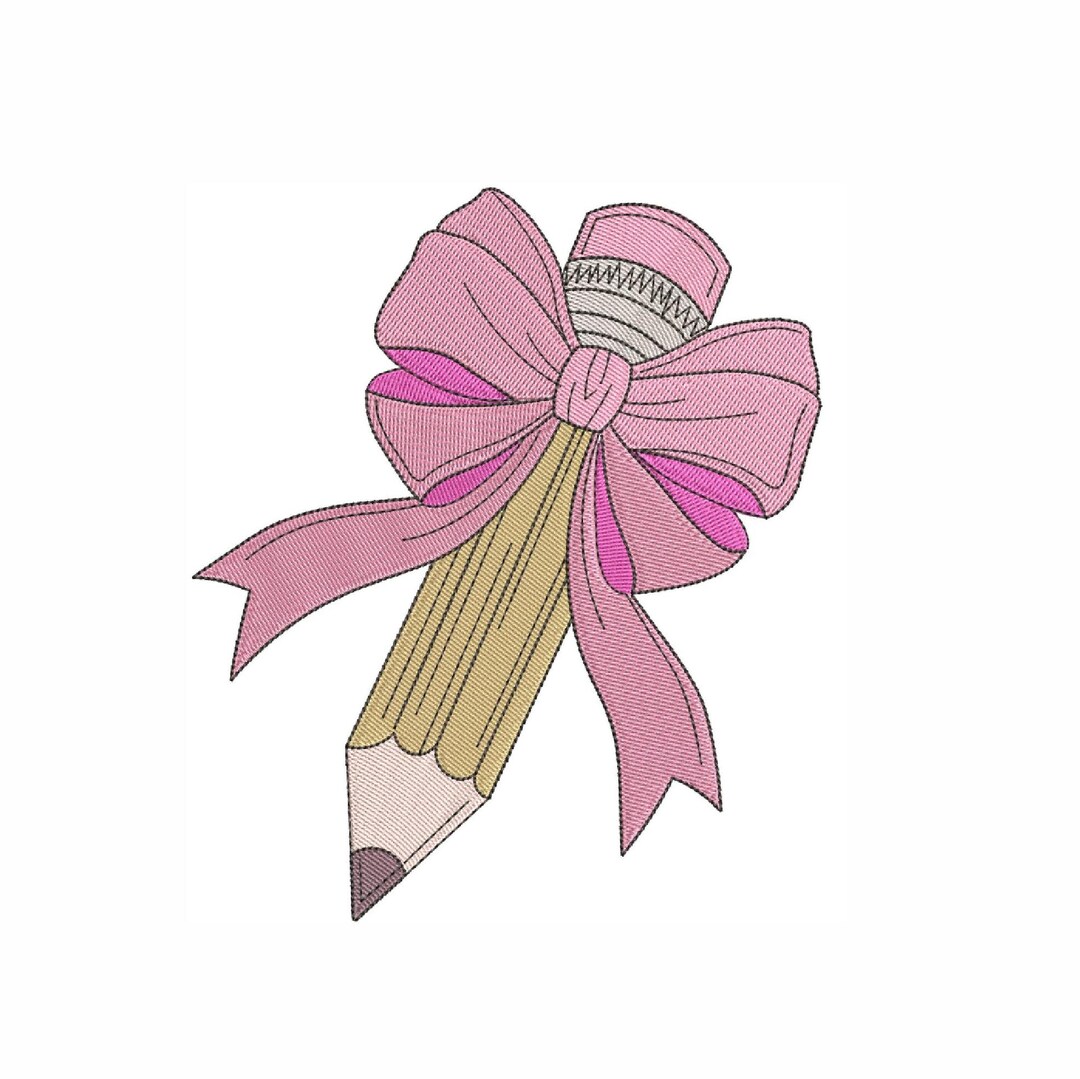 Coquette Pencil Bow Machine Embroidery Design (instant Download) - Etsy