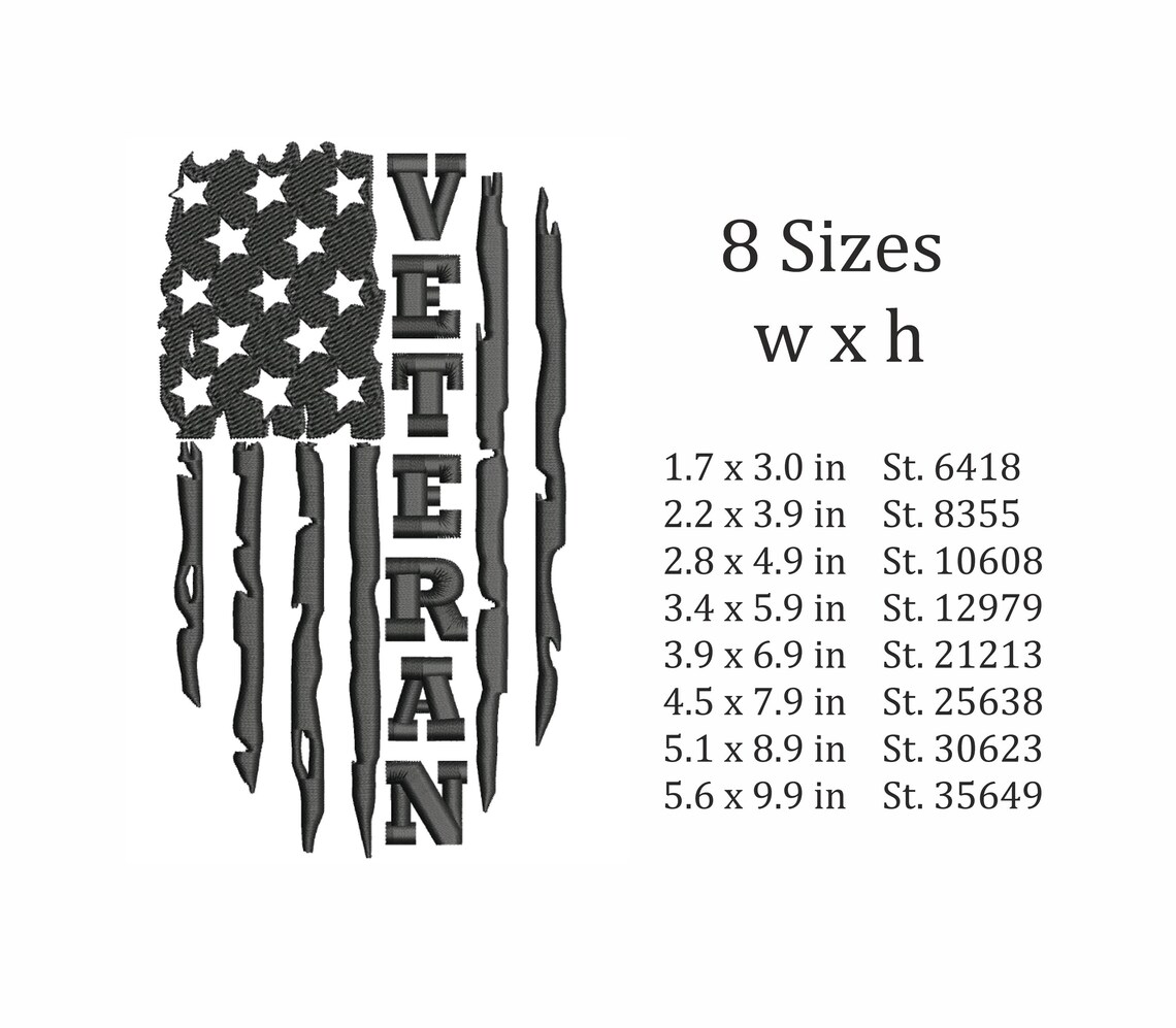 Veteran Flag Machine Embroidery Design: Patriotic USA (instant Download ...