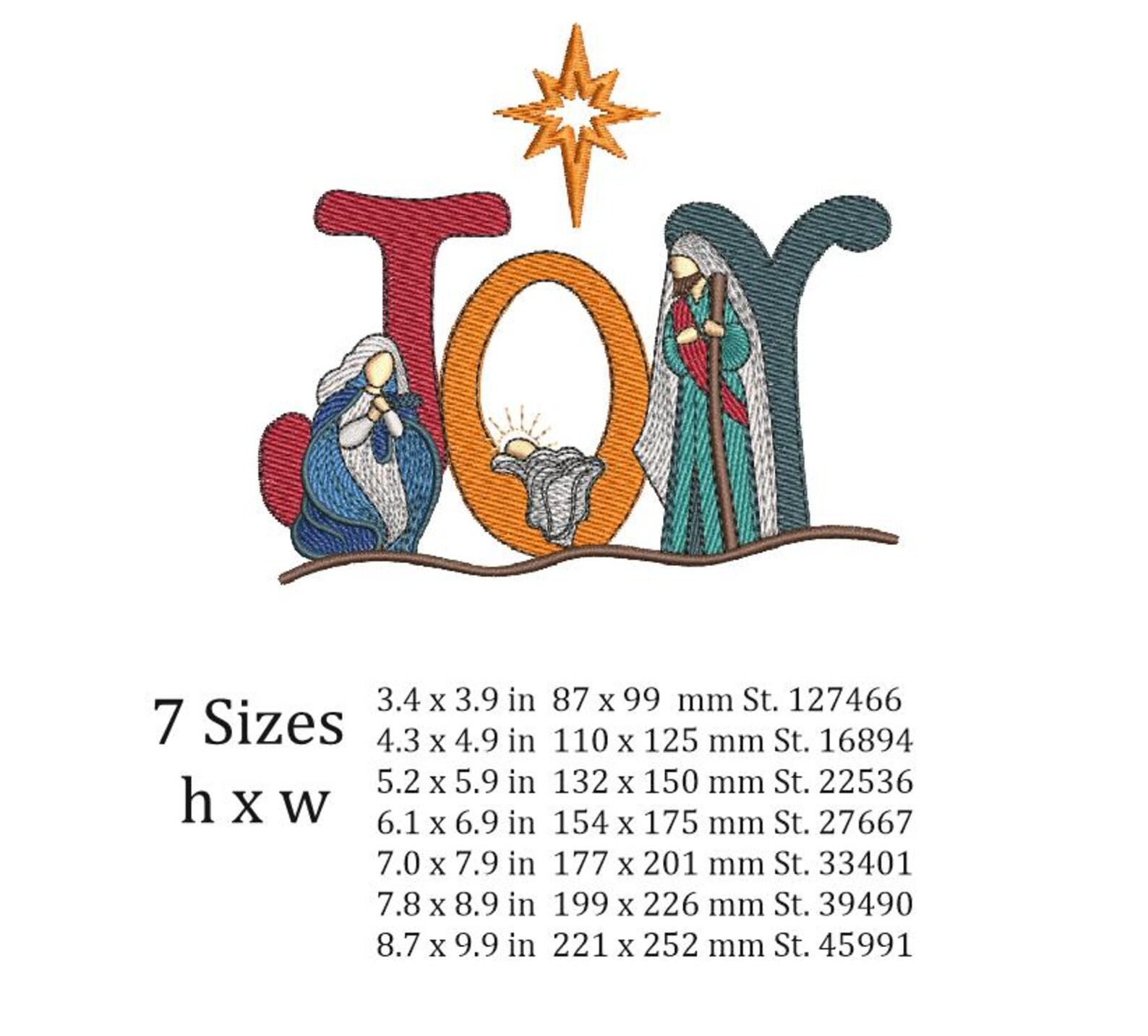 Joy Nativity Scene Machine Embroidery Design (digital Download) - Etsy