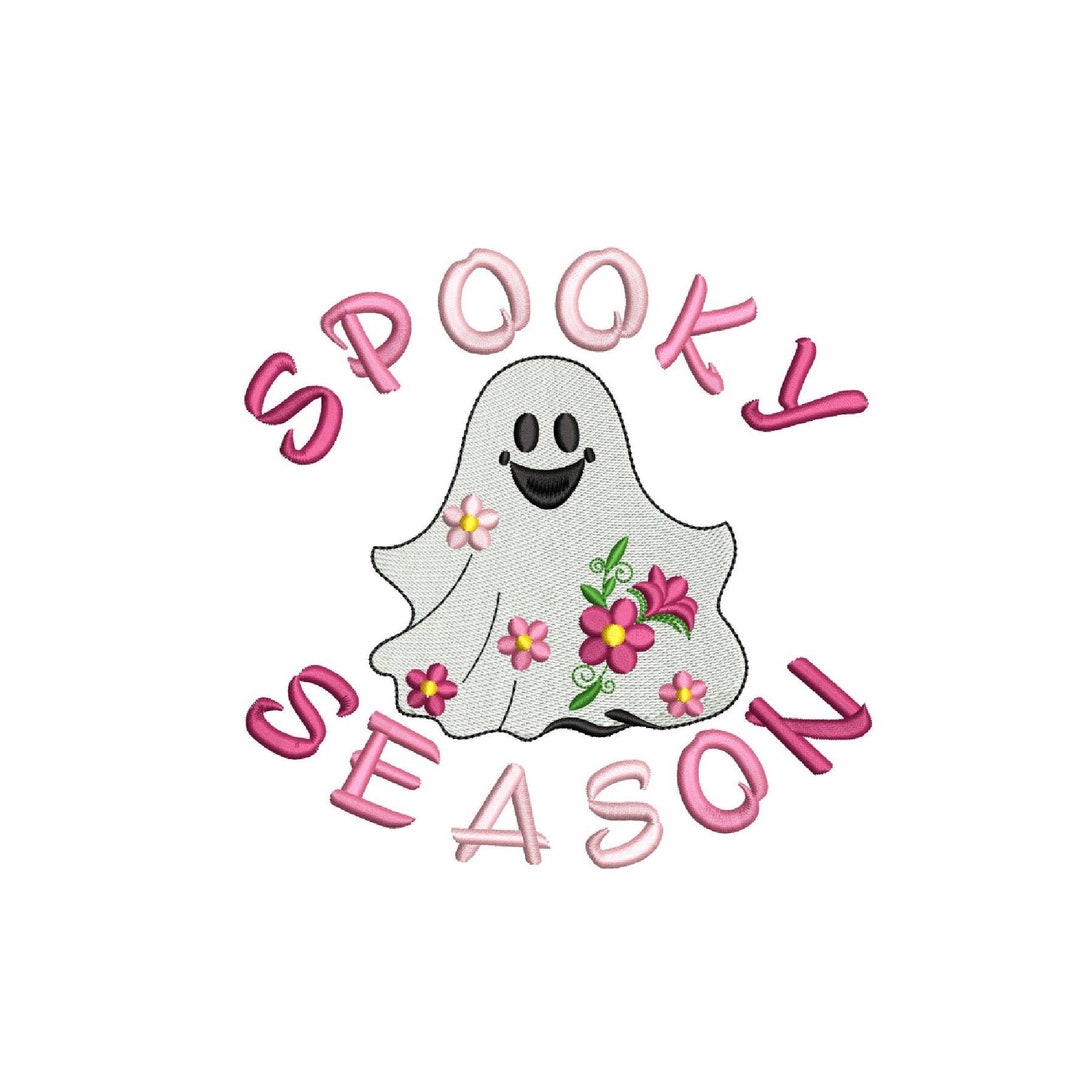Ghost With Flower Embroidery Design, Halloween Embroidery, 4 Sizes ...