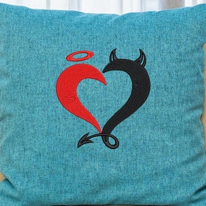 Heart Embroidery Design, Angel and Demon in the Heart Embroidery Design ...