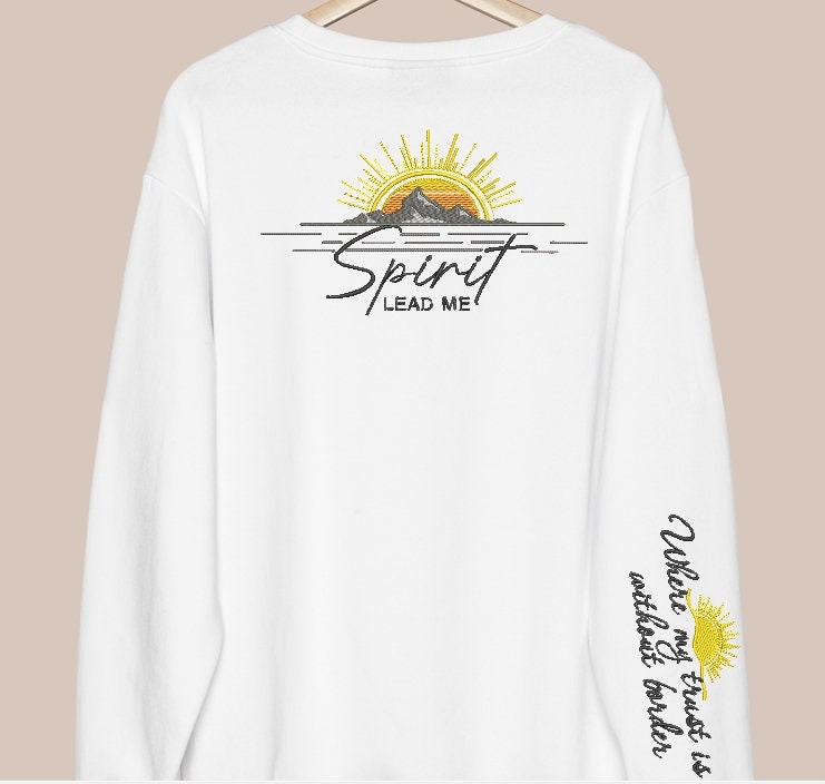 Spirit Lead Me Embroidery Design: Boho Christian Quote (digital ...