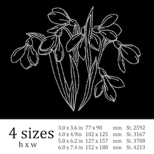 Snowdrop Flower Machine Embroidery Design , 4 Sizes, Instant Download ...