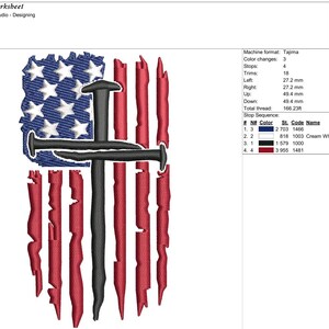 American Flag Cross Embroidery Design: Veteran Army, Christian (digital ...