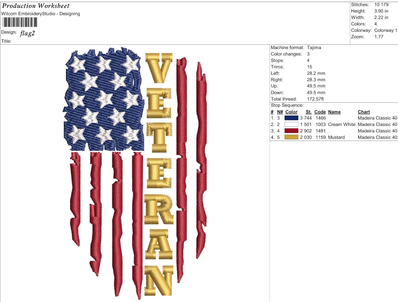 Veteran Flag Embroidery Design: Patriotic USA (machine Embroidery ...