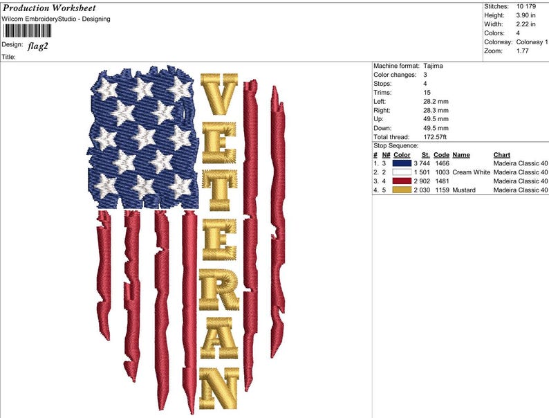 Veteran Flag Embroidery Design: Patriotic USA (machine Embroidery ...