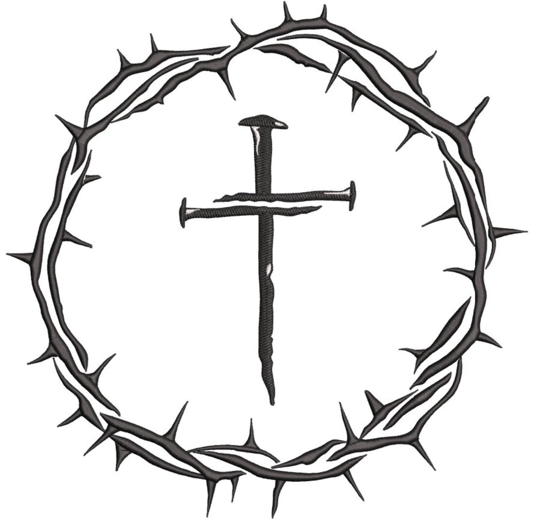 Cross With Crown of Thorns Machine Embroidery Design (8 Sizes) - Etsy