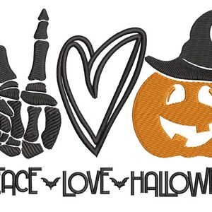 Peace,love,halloween Embroidery Design, Pumpkin Embroidery, 5 Sizes ...