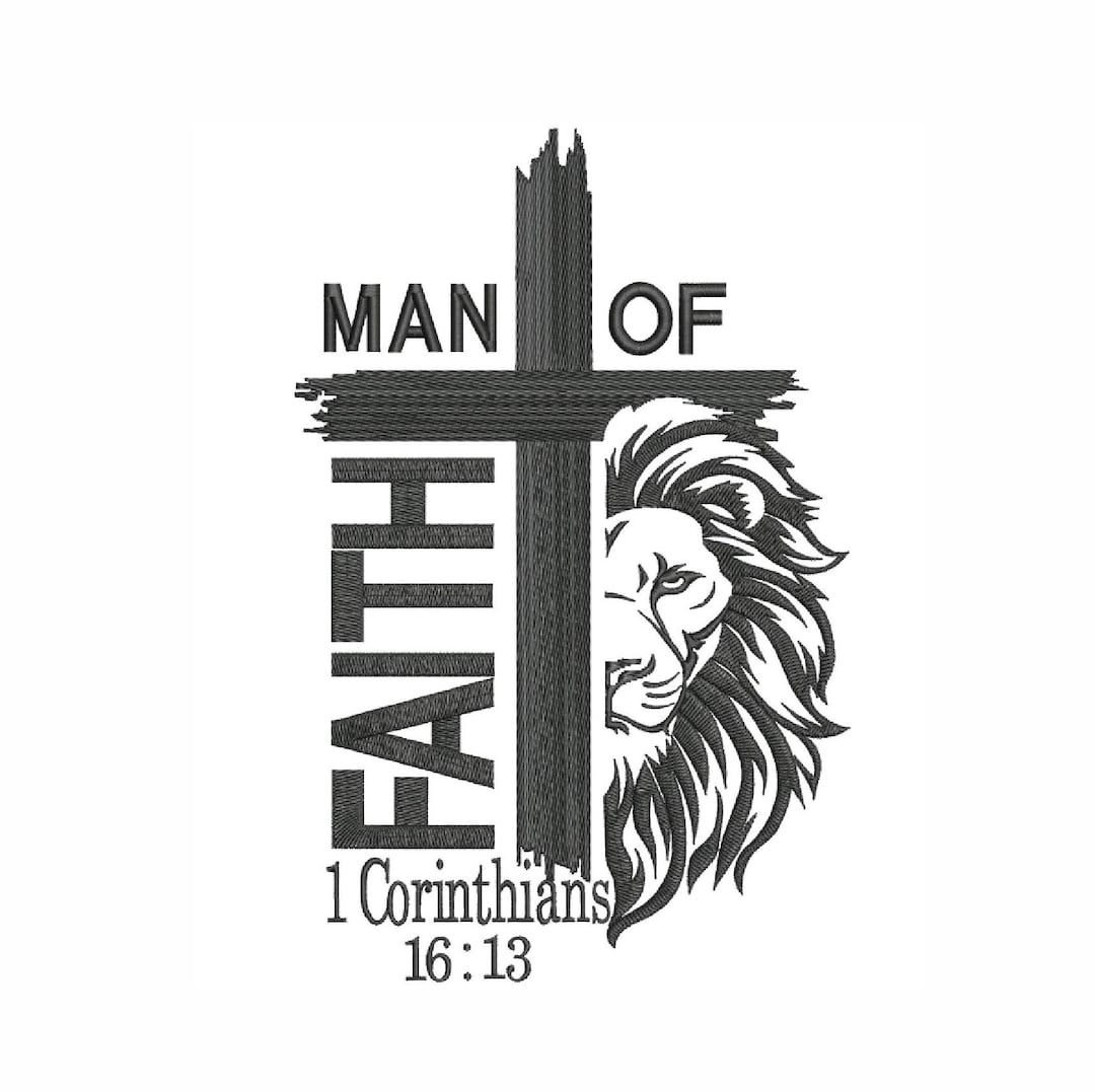 Man of Faith Lion Embroidery Design: Bible Verse (instant Download) - Etsy