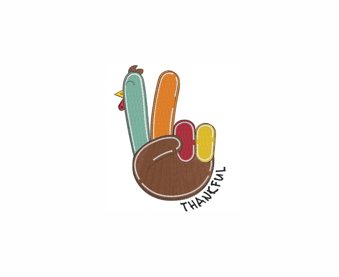 Turkey Peace Sign Embroidery Design: Thanksgiving Autumn (digital File ...