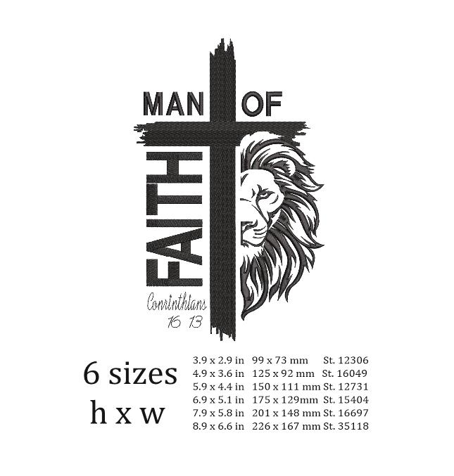 Man of Faith Lion Embroidery Design: Bible Verse (instant Download) - Etsy
