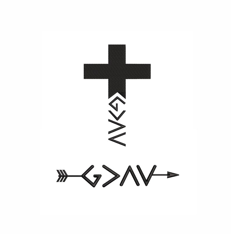 Christian Cross Embroidery Design: God is Greater (digital Download) - Etsy