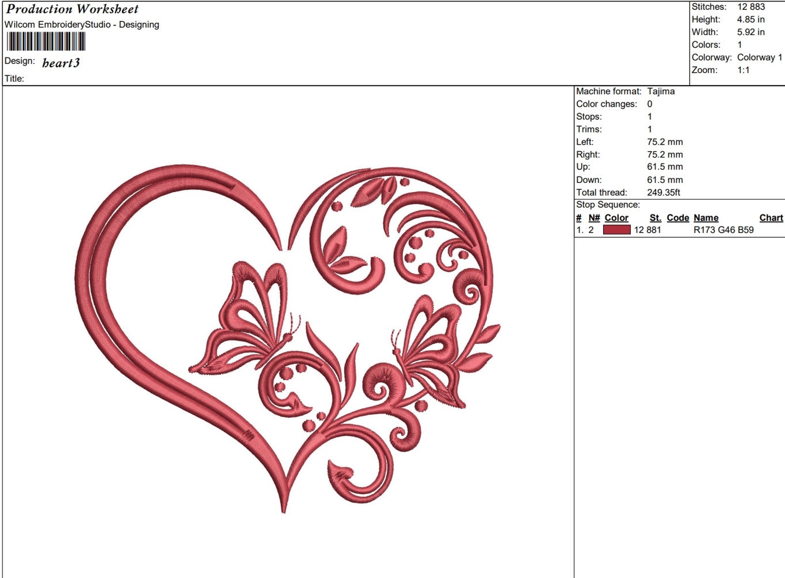 Heart Butterfly Embroidery Design: Romantic Valentine Gift (instant ...