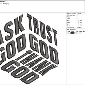Christian Embroidery Design – Ask, Trust, Thank God (digital Download ...
