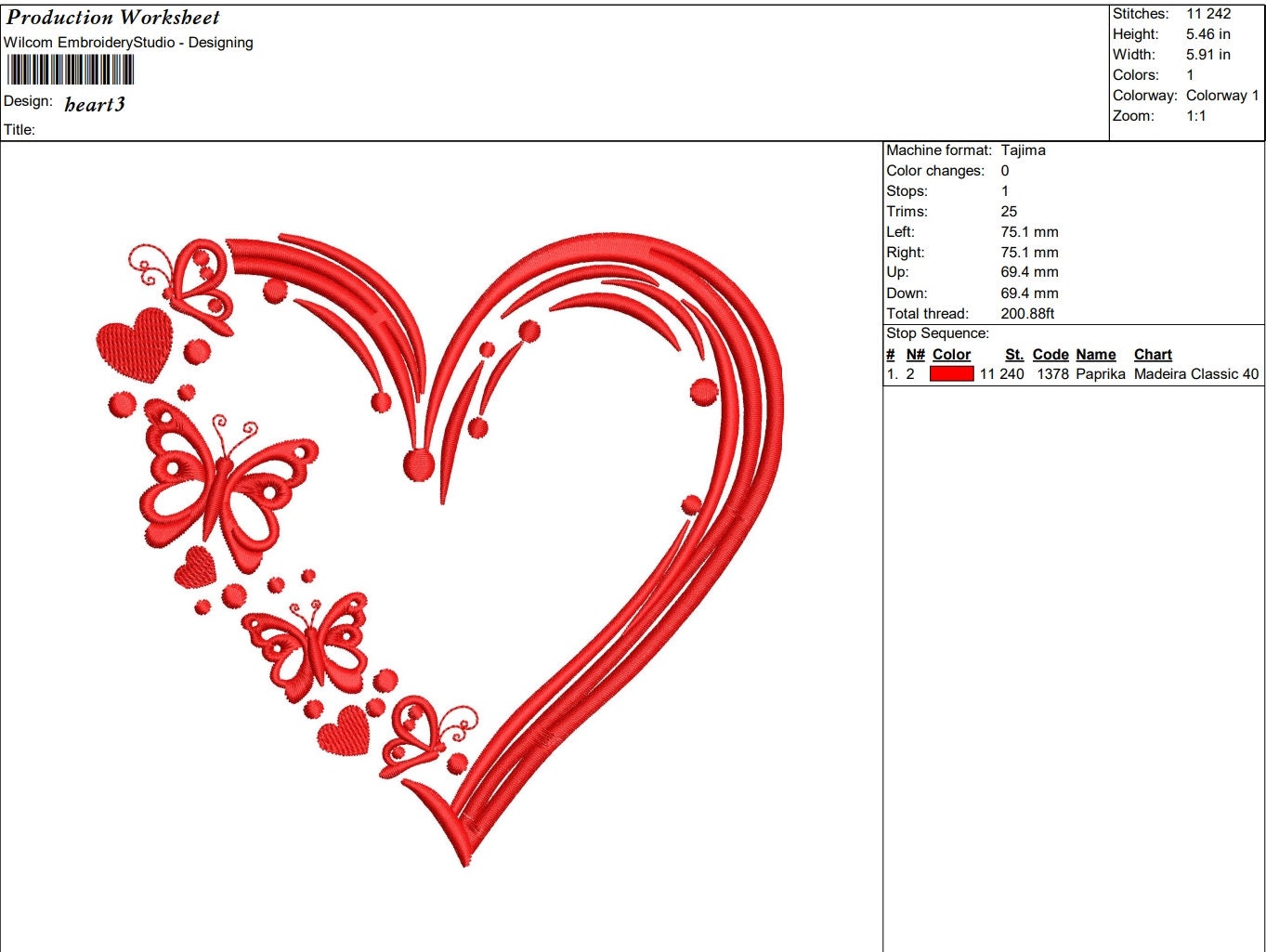 Heart & Butterfly Embroidery Design: Romantic Valentine's Gift (instant ...