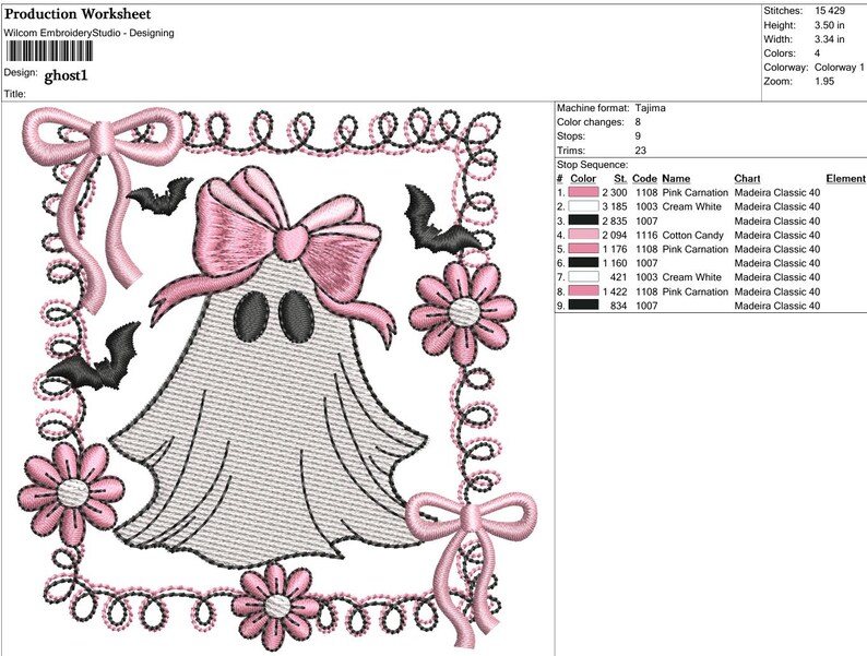 Preppy Ghost Machine Embroidery Design – Halloween Kawaii Applique (5 ...