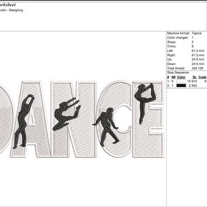 Dance Embroidery Design, 4 Sizes, Instant Download. - Etsy