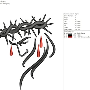Jesus Crown of Thorns Embroidery Design: Christian Easter (instant ...
