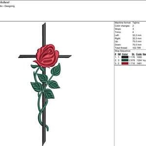 Cross With Rose Machine Embroidery Design, Jesus Christian, Cross ...