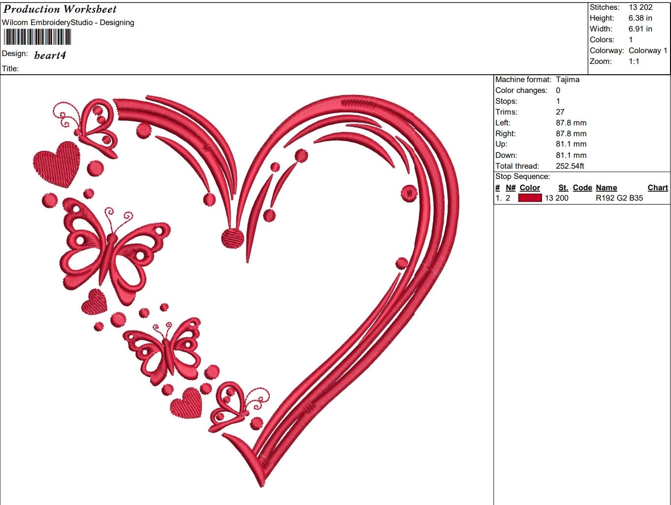Heart & Butterfly Embroidery Design: Romantic Valentine's Gift (instant ...