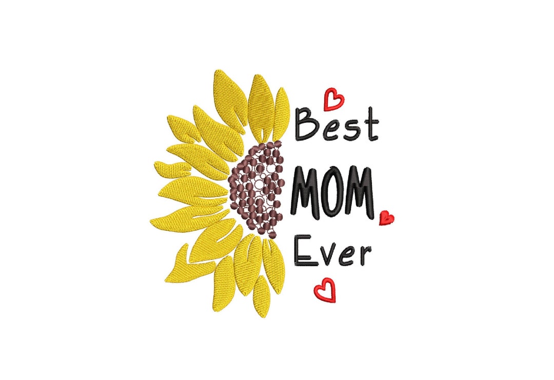 Mom Machine Embroidery Design, Sunflower Embroidery Design, 5 Sizes ...