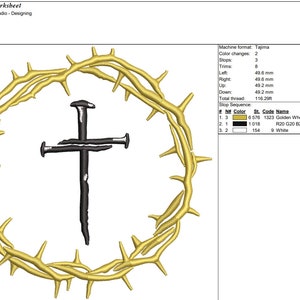 Cross With Crown of Thorns Machine Embroidery Design (8 Sizes) - Etsy