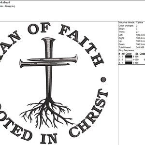 Man of Faith Rooted in Christ Embroidery Design: Christian Cross (5 ...