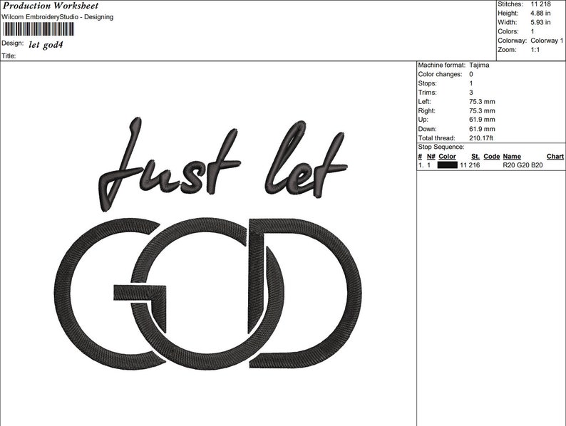 Just Let God Machine Embroidery Design: Christian Faith (digital ...