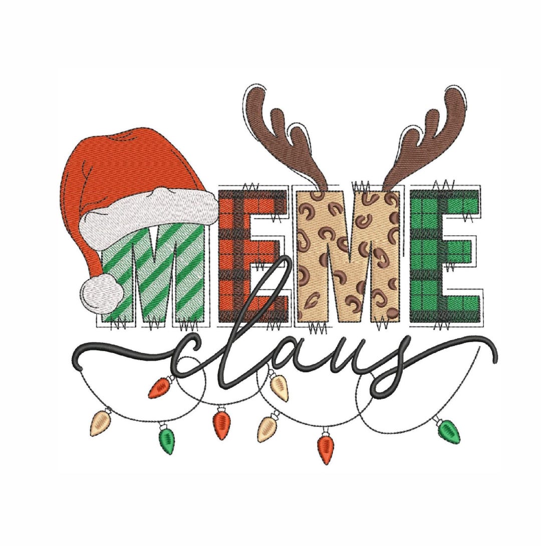 Meme Claus Embroidery Design, Christmas Machine Embroidery Design, 6 ...