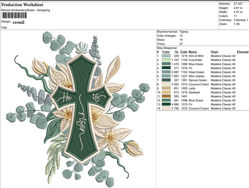 Floral Cross Machine Embroidery Design: Easter, He is Risen (digital ...