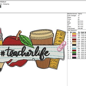 Teacher Life Embroidery Design: Back to School Machine Embroidery ...