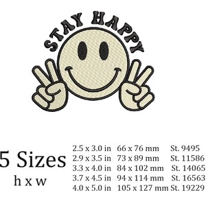 Happy Smile Embroidery Design, 5 Sizes, Instant Download. - Etsy