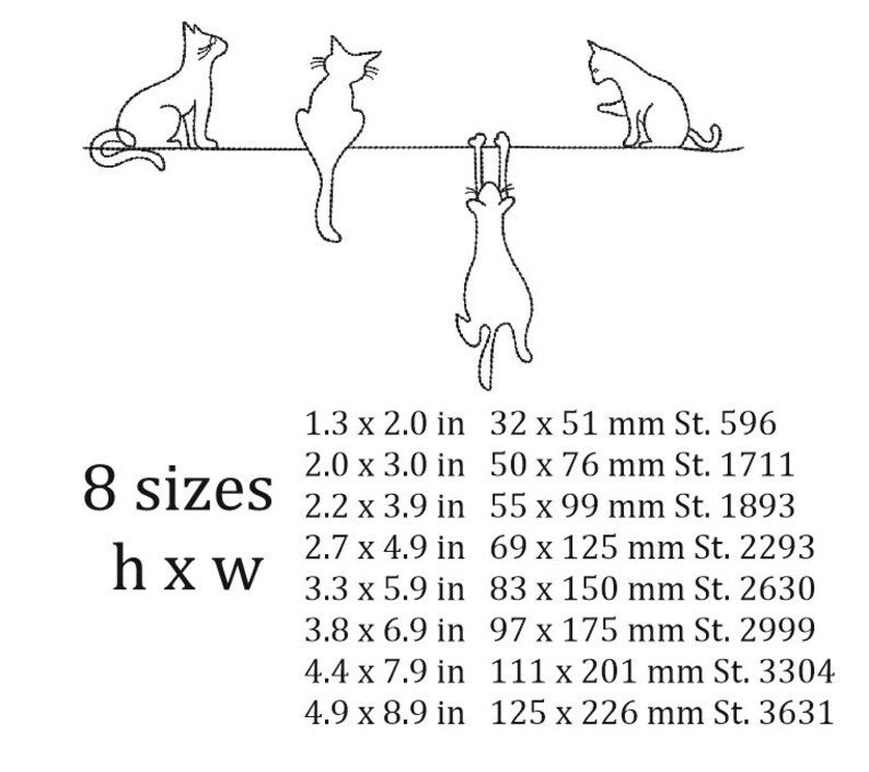 Cats Machine Embroidery Design, 8 Sizes. - Etsy