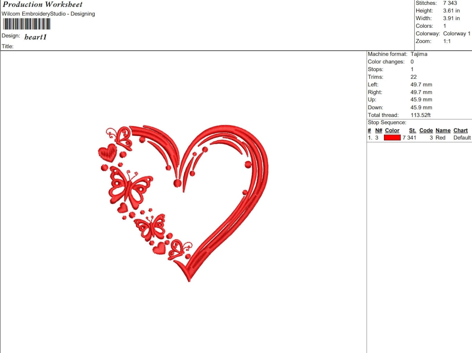 Heart & Butterfly Embroidery Design: Romantic Valentine's Gift (instant ...