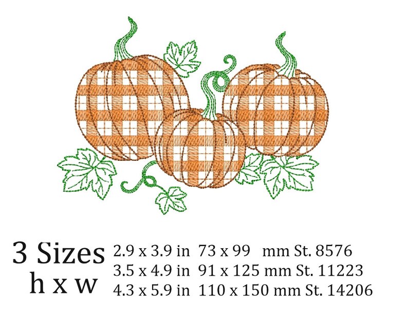 Pumpkins Machine Embroidery Design, 3 Sizes, Instant Download. - Etsy