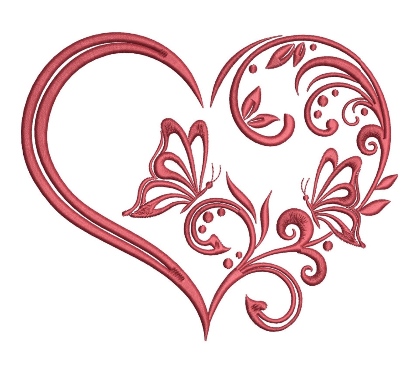 Heart Butterfly Embroidery Design: Romantic Valentine Gift (instant ...