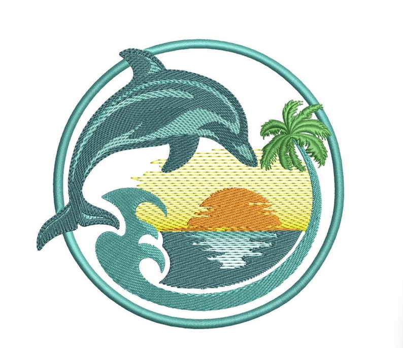 Jumping Dolphin Machine Embroidery Design: Summer Theme (instant ...
